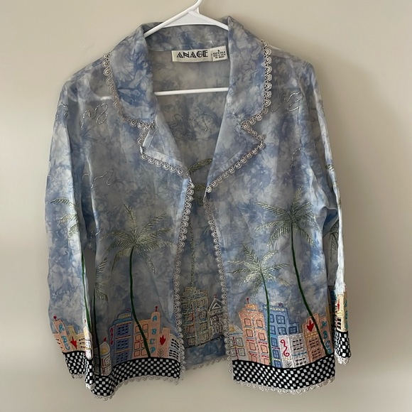 Anage | Jackets & Coats | Vintage Silk Embroidered Topper | Poshmark
